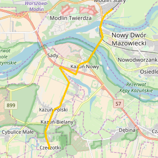 Modlin, PKP - Czeczotki - Szlaki turystyczne Mazowsza